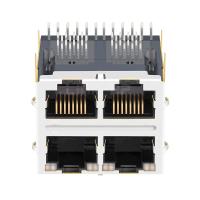 China LPJ27312A43NL 10/100 Base-T 8p8c Green&Yellow/Green&Yellow LED 2x2 Port RJ45 Network Connector for sale