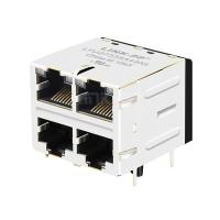 China LPJ27335A48NL 10/100  Base-T 8p8c Green&Orange/Green&Orange LED 2x2 Port RJ45 Female Connector for sale