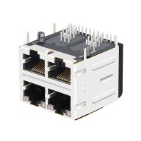 China LPJ27335A48NL 10/100  Base-T 8p8c Green&Orange/Green&Orange LED 2x2 Port RJ45 Female Connector for sale