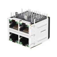China LPJG27747AFNL 10/100/1000 Base-T Green/Yellow LED 2x2 Port Cat6 RJ45 Modular Jack for sale