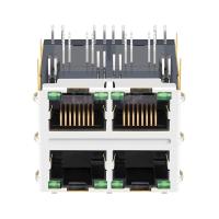 China LPJG27747AFNL 10/100/1000 Base-T Green/Yellow LED 2x2 Port Cat6 RJ45 Modular Jack for sale