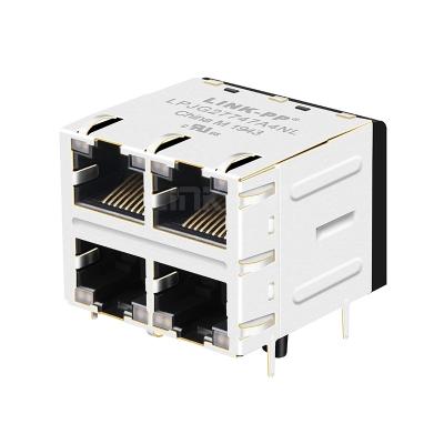 China LPJG27747A4NL 100/1000 Base-T 2x2 Port Stacked RJ45 Connectors Green&Yellow/Green&Yellow Led for sale