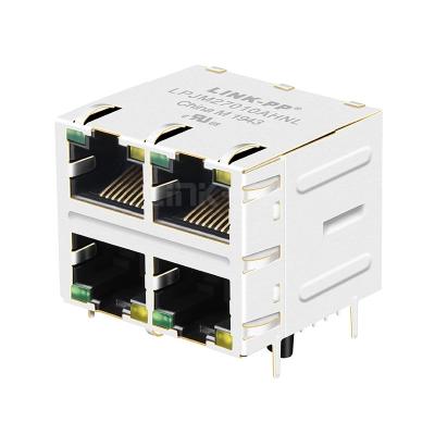 China LPJM27010AHNL 2.5G Base-T 2x2 Port RJ45 Magnetic Jack Green/Yellow LED for sale