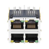 China LPJM27010AHNL 2.5G Base-T 2x2 Port RJ45 Magnetic Jack Green/Yellow LED for sale