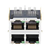 China LPJM27549A92NL 10G Base-T 2x2 Port RJ45 MagJack Green/Green LED for sale