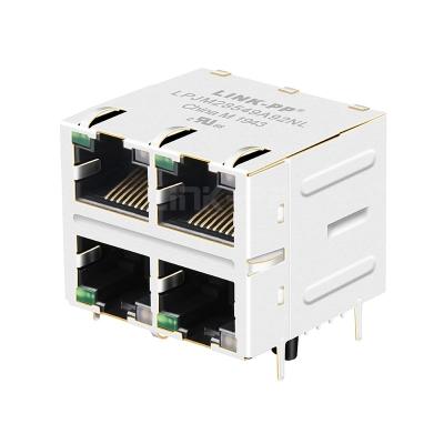 China LPJM28549A92NL 10G Base-T 2x2 Port RJ45 Female Connectors Green/Green&Yellow LED for sale