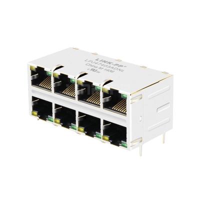 China Hanrun HR872405HE Compatible LINK-PP LPJ47403ADNL 10/100 Base-T  Yellow/Green Led  2x4 Port  RJ45 Magnetic Jack for sale