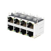 China Hanrun HR872405HE Compatible LINK-PP LPJ47403ADNL 10/100 Base-T  Yellow/Green Led  2x4 Port  RJ45 Magnetic Jack for sale