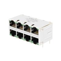 China LPJ47403AWNL 10/100 Base-T 2X4 Port Ethernet RJ45 Jacks Tab Up Green/Green LED for sale