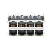 China LPJ47403AWNL 10/100 Base-T 2X4 Port Ethernet RJ45 Jacks Tab Up Green/Green LED for sale
