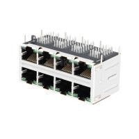 China LPJ47403AWNL 10/100 Base-T 2X4 Port Ethernet RJ45 Jacks Tab Up Green/Green LED for sale
