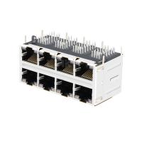 China 10/100 Base-T Tab Up Green&Orange/Green&Orange LED 2X4 Port RJ45 Jack Connector for sale