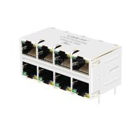 China 10/100 Base-T Tab Up Green/Yellow LED 2X4 Port 8P8C RJ45 Jack for sale