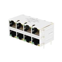China LPJ47445-8AHNL 100 Base-T RJ45 2X4 Port Modular Jacks With PoE Tab Up Green/Yellow LED for sale
