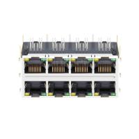 China LPJ47445-8AHNL 100 Base-T RJ45 2X4 Port Modular Jacks With PoE Tab Up Green/Yellow LED for sale
