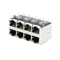 China LPJ47445-8AHNL 100 Base-T RJ45 2X4 Port Modular Jacks With PoE Tab Up Green/Yellow LED for sale