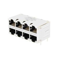 China LPJG47502CNL 10/100/1000 Base-T Integrated Magnetics 2x4 Port 8P8C RJ45 Female Connector for sale