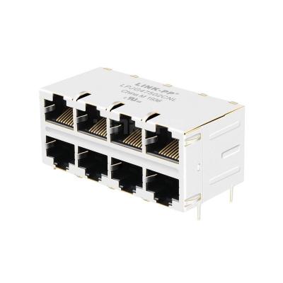 China LPJG47502CNL 10/100/1000 Base-T Integrated Magnetics 2x4 Port 8P8C RJ45 Female Connector for sale