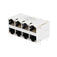 China LPJG47542A47NL 10/100/1000 Base-T Integrated Magnetics RJ45 Jack Yellow&Green/Yellow&Green LED Tab Up for sale