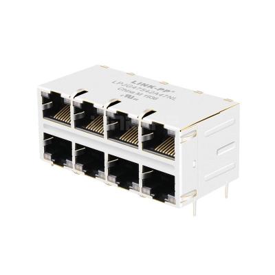 China LPJG47542A47NL 10/100/1000 Base-T Integrated Magnetics RJ45 Jack Yellow&Green/Yellow&Green LED Tab Up for sale