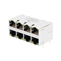 China LPJG47561ADNL 1000 Base-T Integrated Magnetics 2x4 Port RJ45 Modular Jack for sale