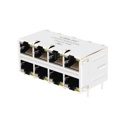 China LPJG47580A35NL 10/100/1000 Base-T Integrated Magnetics 2X4 Port 8P8C RJ45 Modular Jack for sale