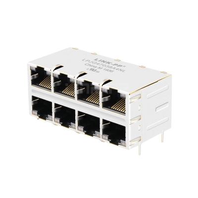 China LPJG47038A4NL 1000 Base-T 2x4 Port Integrated Magnetics RJ45 Jack Green&Yellow/Green&Yellow Led for sale
