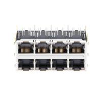 China LPJG47038A4NL 1000 Base-T 2x4 Port Integrated Magnetics RJ45 Jack Green&Yellow/Green&Yellow Led for sale