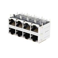 China LPJG47038A4NL 1000 Base-T 2x4 Port Integrated Magnetics RJ45 Jack Green&Yellow/Green&Yellow Led for sale