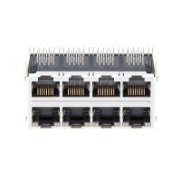 China LPJX47312A43NL 10/100 Base-T Tab Up Green&Yellow/Green&Yellow LED 2X4 Port RJ45 Female Connectors for sale