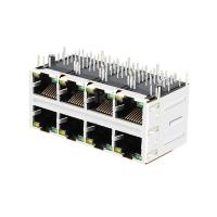 China LPJ47040AENL 10/100 Base-T Green/Yellow LED 2X4 Port 8P8C RJ45 Jack Female Connector for sale