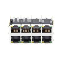 China LPJ47040AENL 10/100 Base-T Green/Yellow LED 2X4 Port 8P8C RJ45 Jack Female Connector for sale