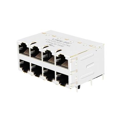 China LPJG47011CNL 100/1000 Base-T Without LED 2X4 Port Integrated Magnetics POE+ RJ45 Female Connector for sale