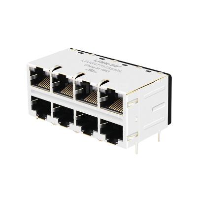 China LPJG47737A55NL 1000 Base-T 2x4 Port Magnetic RJ45 Jack With Green&Orange/Green&Orange Led for sale