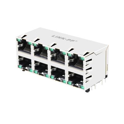 China LPJG47037AFNL 100/1000 Base-T 2x4 Port Magnetic RJ45 Jacks With Green/Green Led for sale