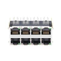 China LPJM47513A8NL 10G Base-T 2x4 Port RJ45 Connector With Integrated Magnetics Green/Yellow Leds for sale