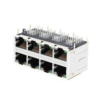China LPJM47513A8NL 10G Base-T 2x4 Port RJ45 Connector With Integrated Magnetics Green/Yellow Leds for sale