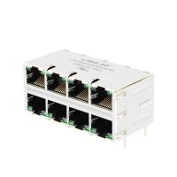China LPJM49029AWNL 2.5/5/10G Base-T 2x4 Port Magnetics RJ45 Jack Green/Green Led for sale
