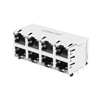 China JX0B-3051NL Compatible LPJG47111A4NL 2x4 Port RJ45 POE Jakcs With 1000 Base-T Integrated Magnetics for sale