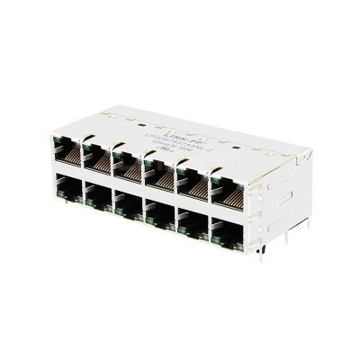China LPJG67537A8NL-2 1000 Base-T 2x6 Port Gigabit Ethernet 8 Core Non-PoE Single Port RJ45 Connector for sale
