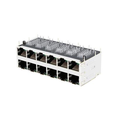 China LPJM67461AHNL 2.5G Base-T 2x6 Port RJ45 Jacks With Transformer Green/Yellow LED for sale