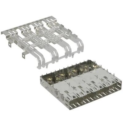 China 1761008-3 Position SFP Cage Ganged 1 x 4 Port Connector Dual Square With Lightpipe for sale