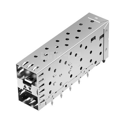 China LP21AC02201 2x1 Port SFP Cage Connector Press-Fit With Inner LightPipe for sale