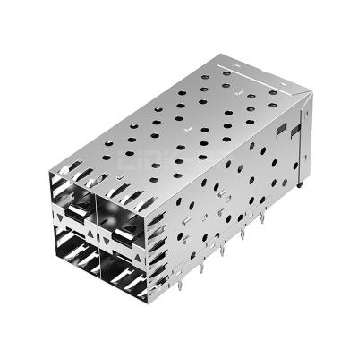 China LP22AC01301 2x2 Port SFP Cage Connector Press-Fit With Outer LightPipe for sale
