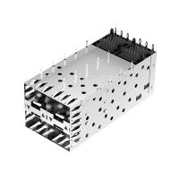 China LP22AC01301 2x2 Port SFP Cage Connector Press-Fit With Outer LightPipe for sale