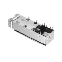China LP11BC02030 SFP+ Cage With Heat Sink EMI Spring Finger Press-Fit Through Hole, Right Angle for sale