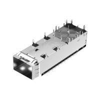 China LP11BC02030 SFP+ Cage With Heat Sink EMI Spring Finger Press-Fit Through Hole, Right Angle for sale