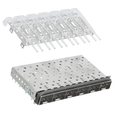 China 2007169-1 SFP+ Cage Ganged (1 x 6) Connector Included Lightpipe TE Pluggable Connectors Cages for sale