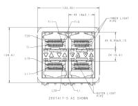 China TE 2007417-5 SFP+ Cage 2x2 Port With Connector  Included Lightpipe Elastomeric Gasket for sale