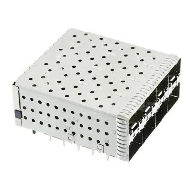 China 1-2007394-6 SFP+ Cage Assembly 2x4 Port With Integrated Connector Included Lightpipe 16 Gb/s for sale